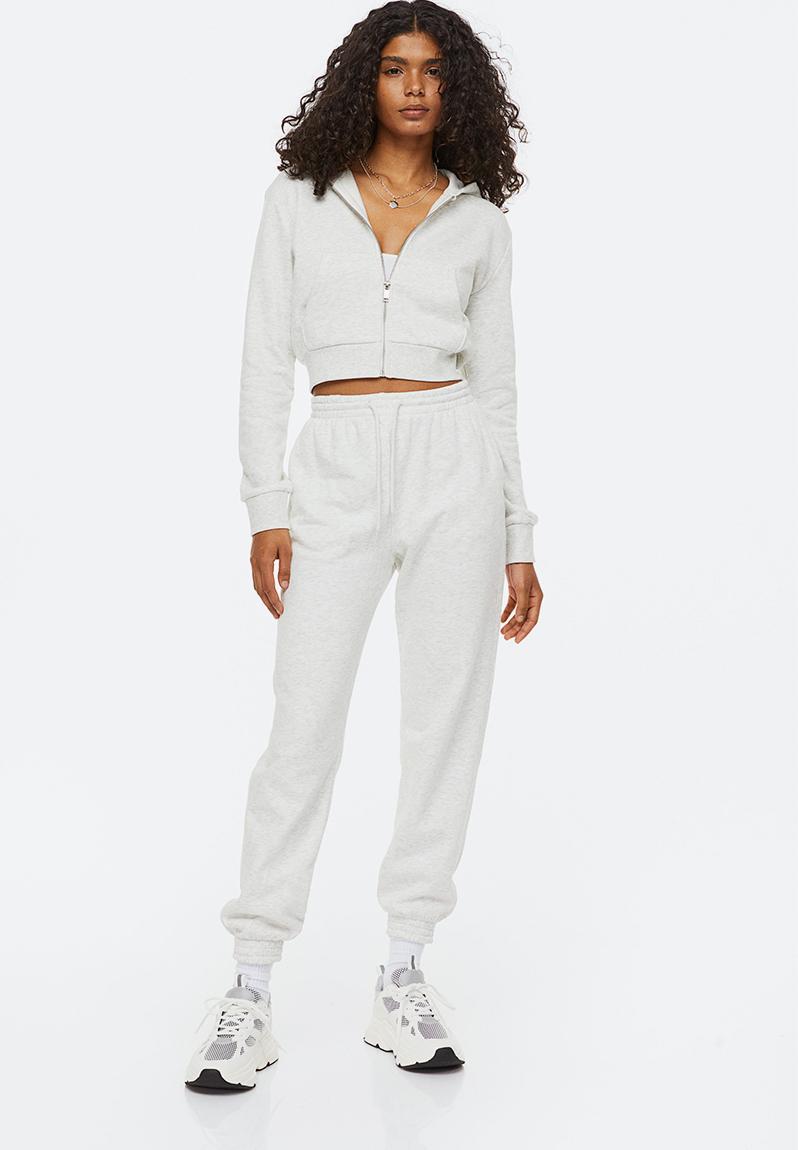 High-waisted joggers - light grey marl - 975845002