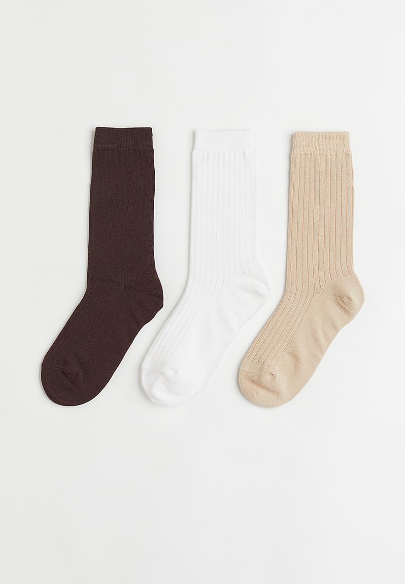 3-pack socks - beige/dark brown/white H&M Stockings & Socks ...
