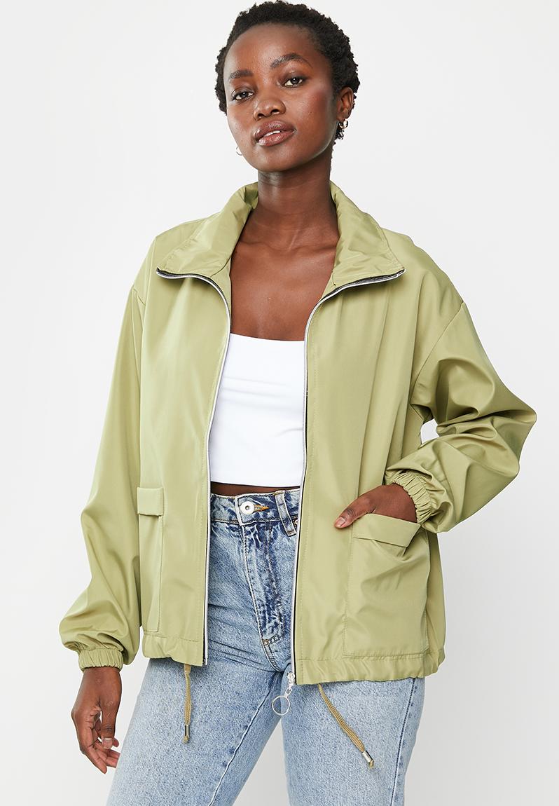 Zipper windbreaker jacket - light khaki