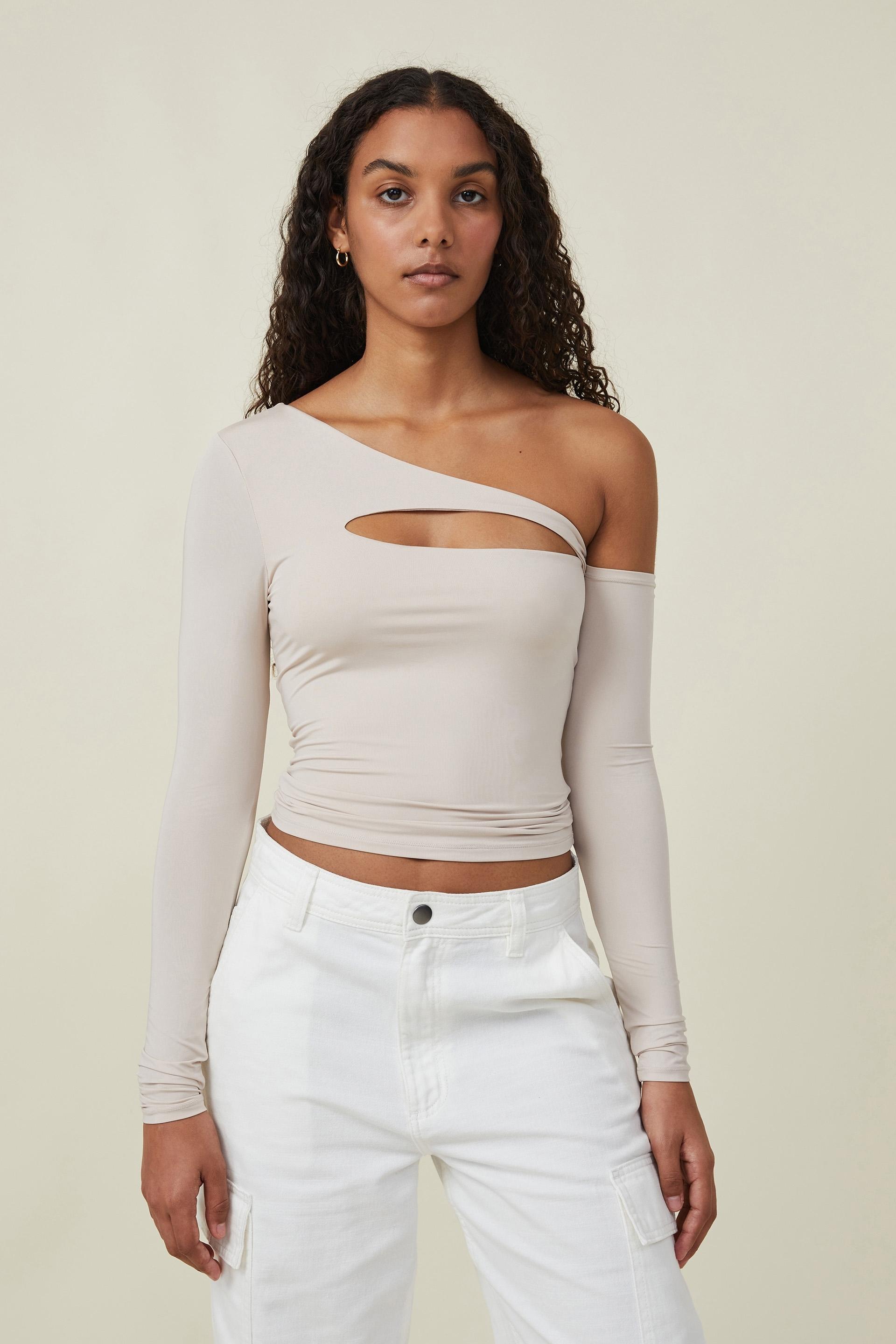 Cody cut out long sleeve top - stone