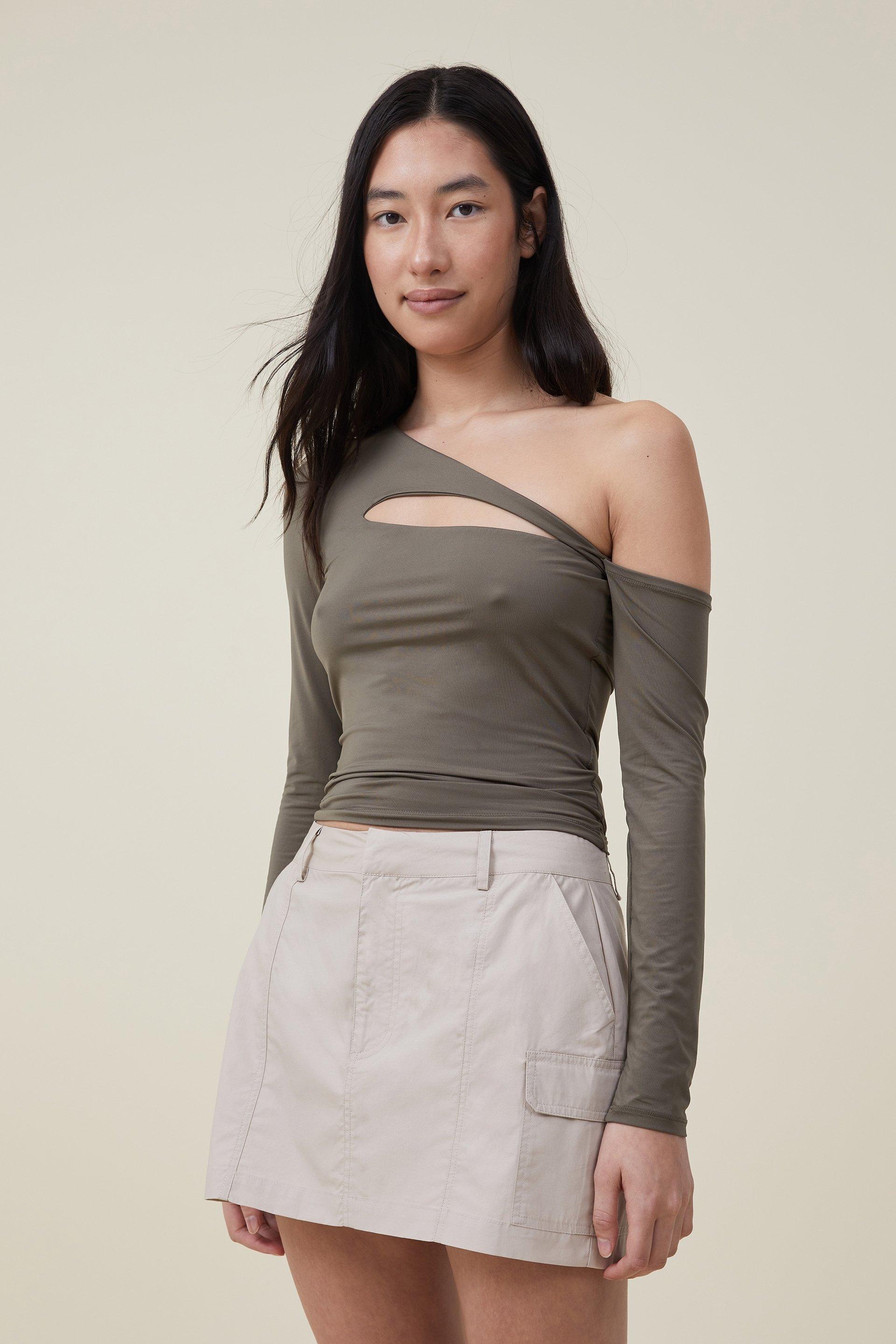 Cody cut out long sleeve top - soft olive