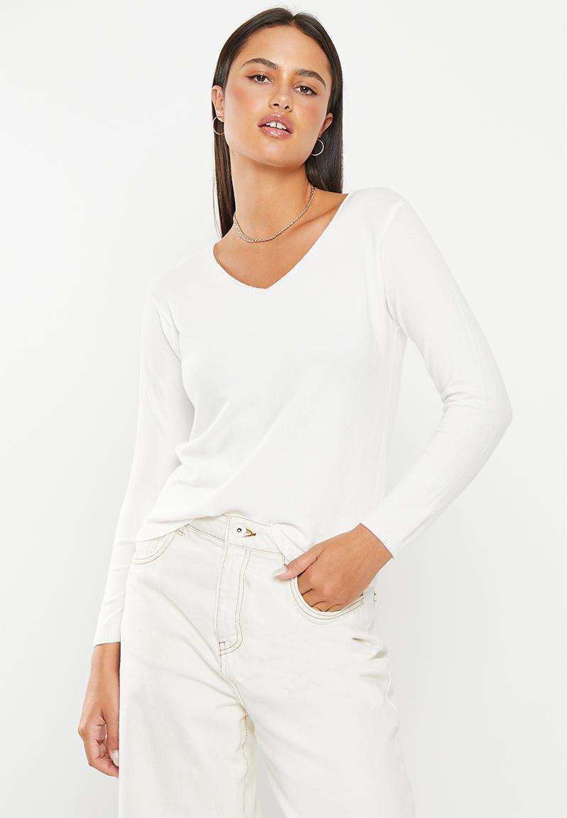 V-neck jumper - white dailyfriday Knitwear | Superbalist.com