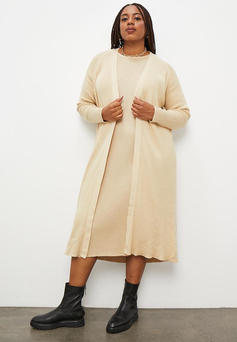 Fine rib midi cardigan - oatmeal1