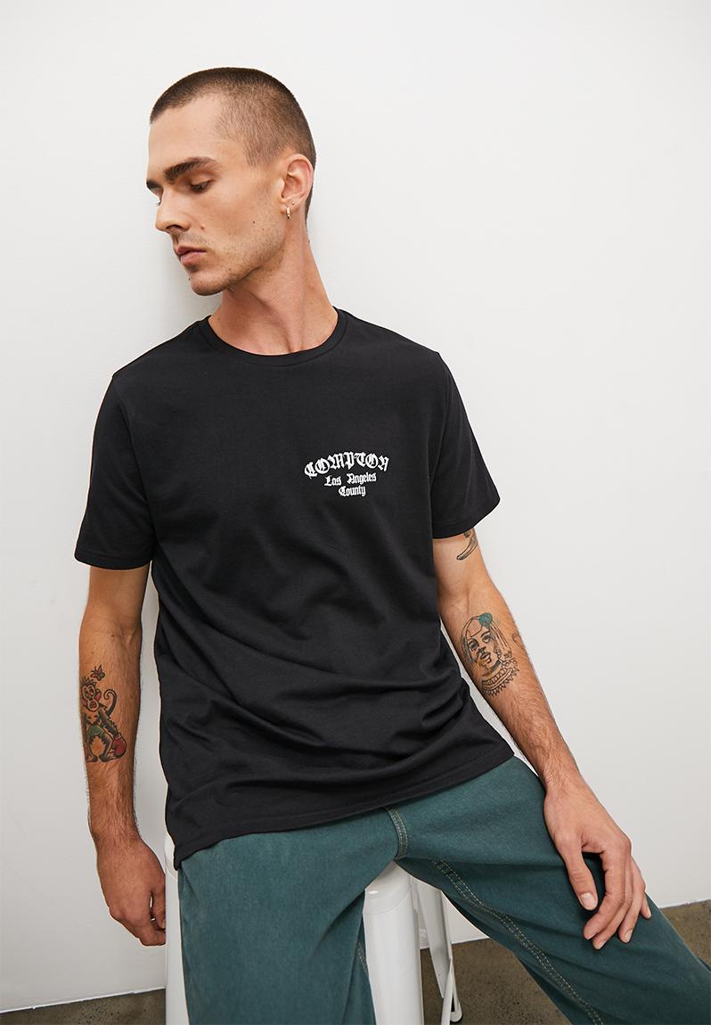 Compton reg fit crew neck tee - black