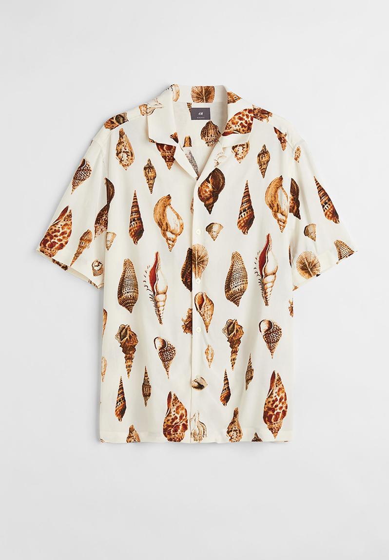 Relaxed fit patterned resort shirt - natural white/shells - 0656677045