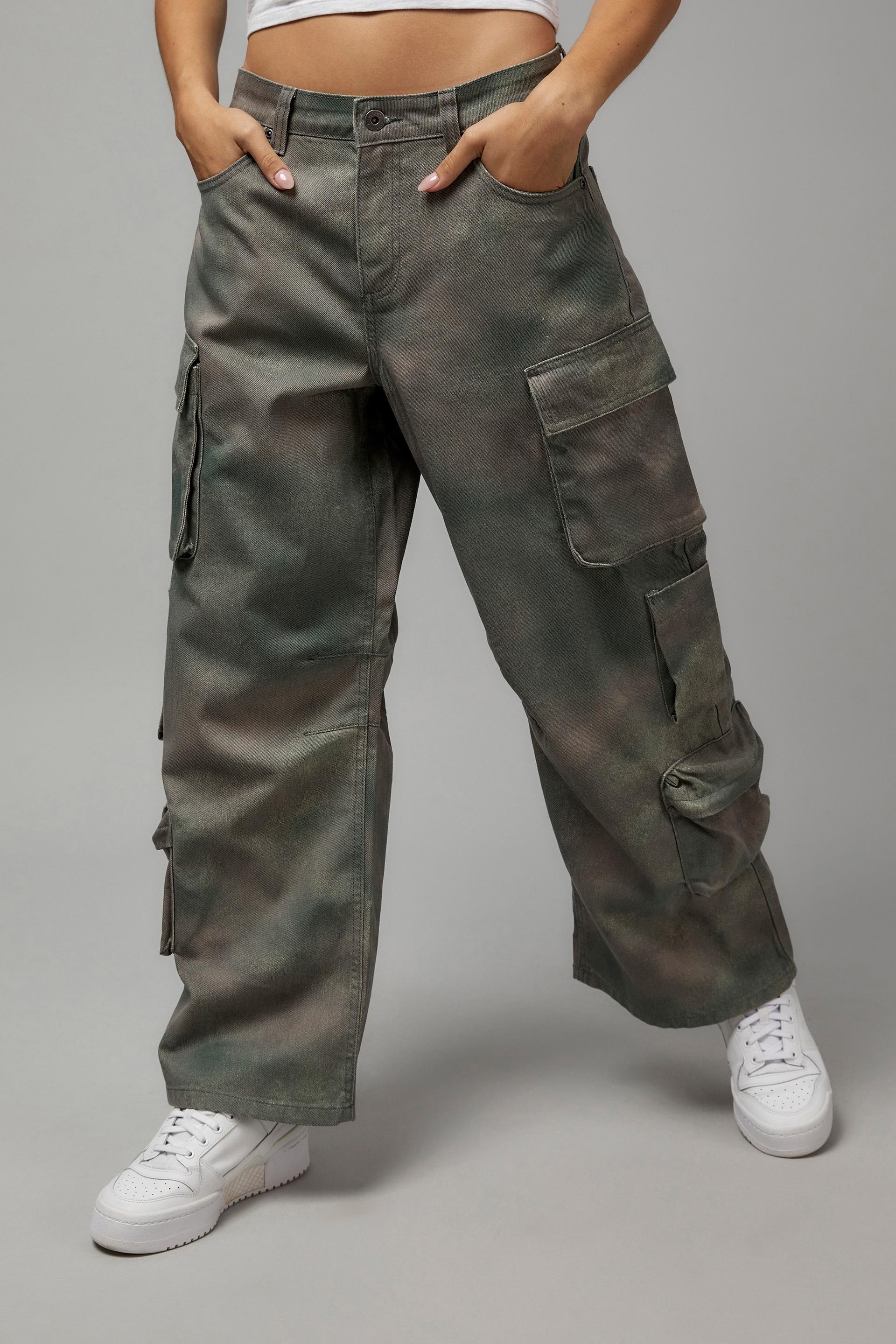 Multi pocket denim cargo jean - swamp camo