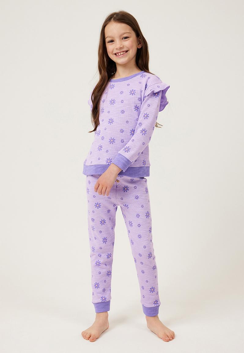 Sienna long sleeve pyjama set - lilac drop/daisies