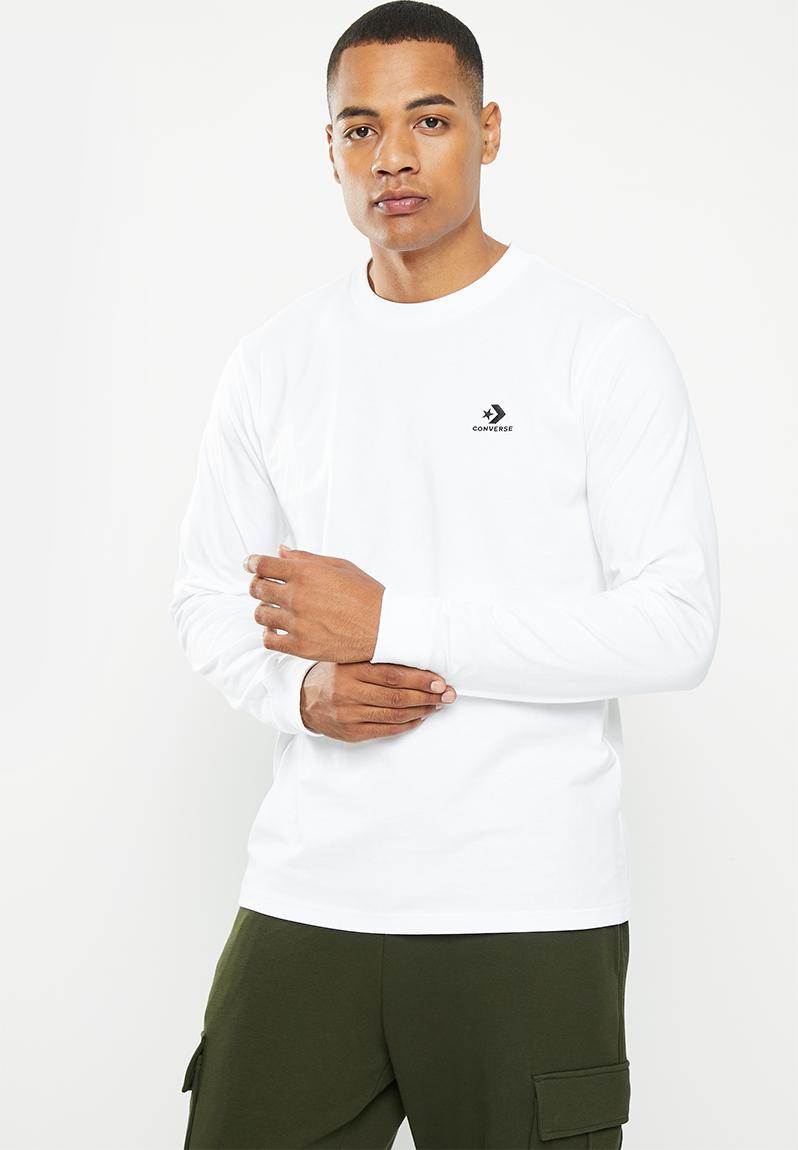 Converse go-to embroidered star chevron long sleeve tee-white Converse ...