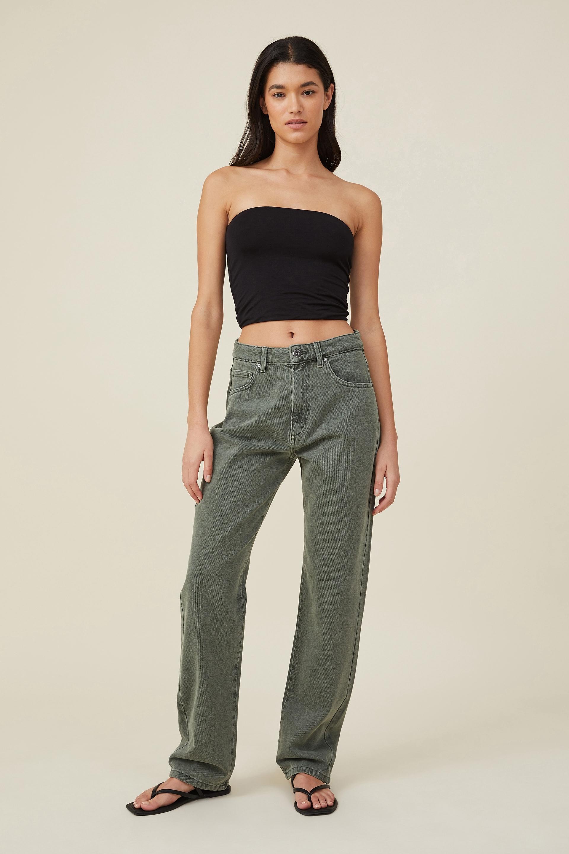 Long straight jean - smokey green