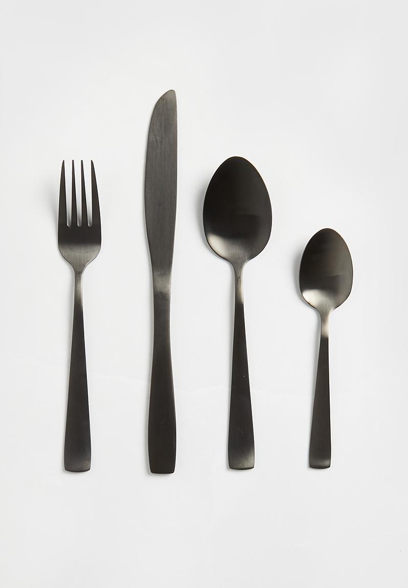 Matt cutlery set of 4 - black