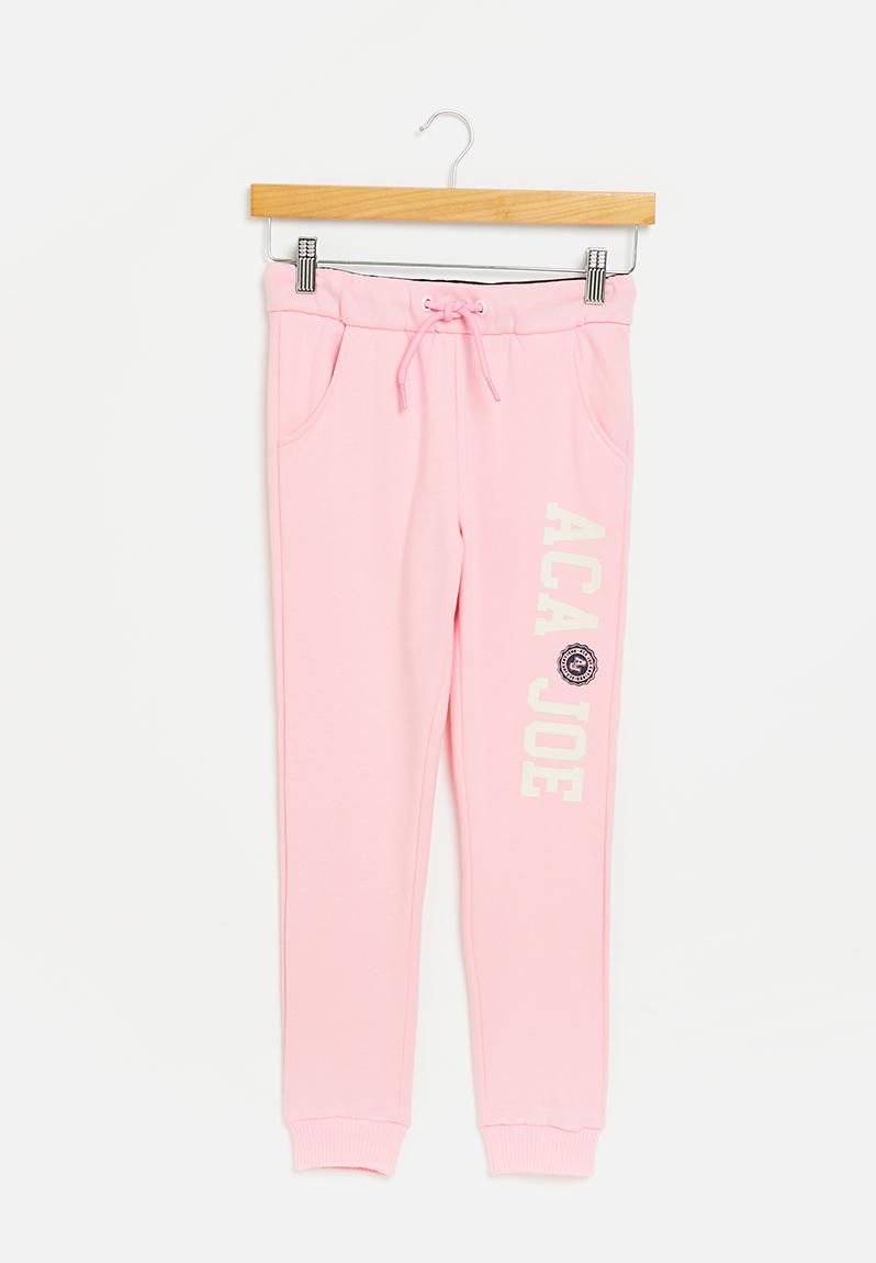 Girls aca joe brushed fleece flock print jogger - almond pink Aca Joe ...