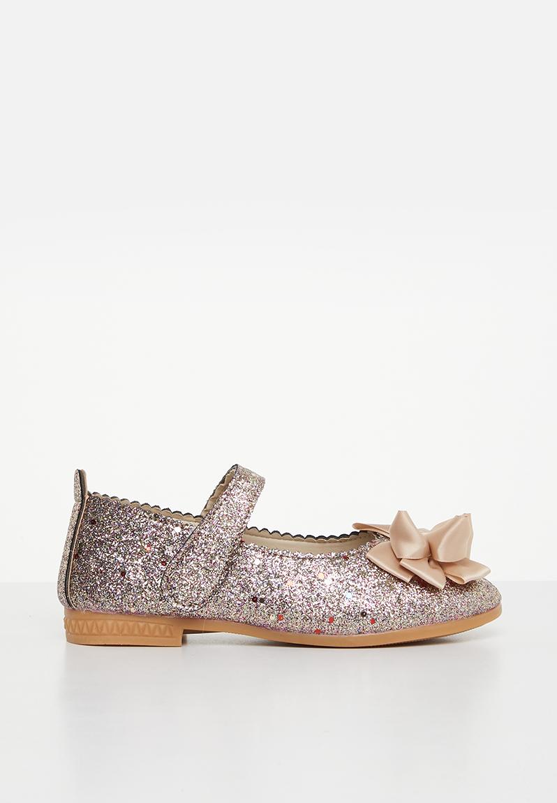 Girls glitter pump - gold1