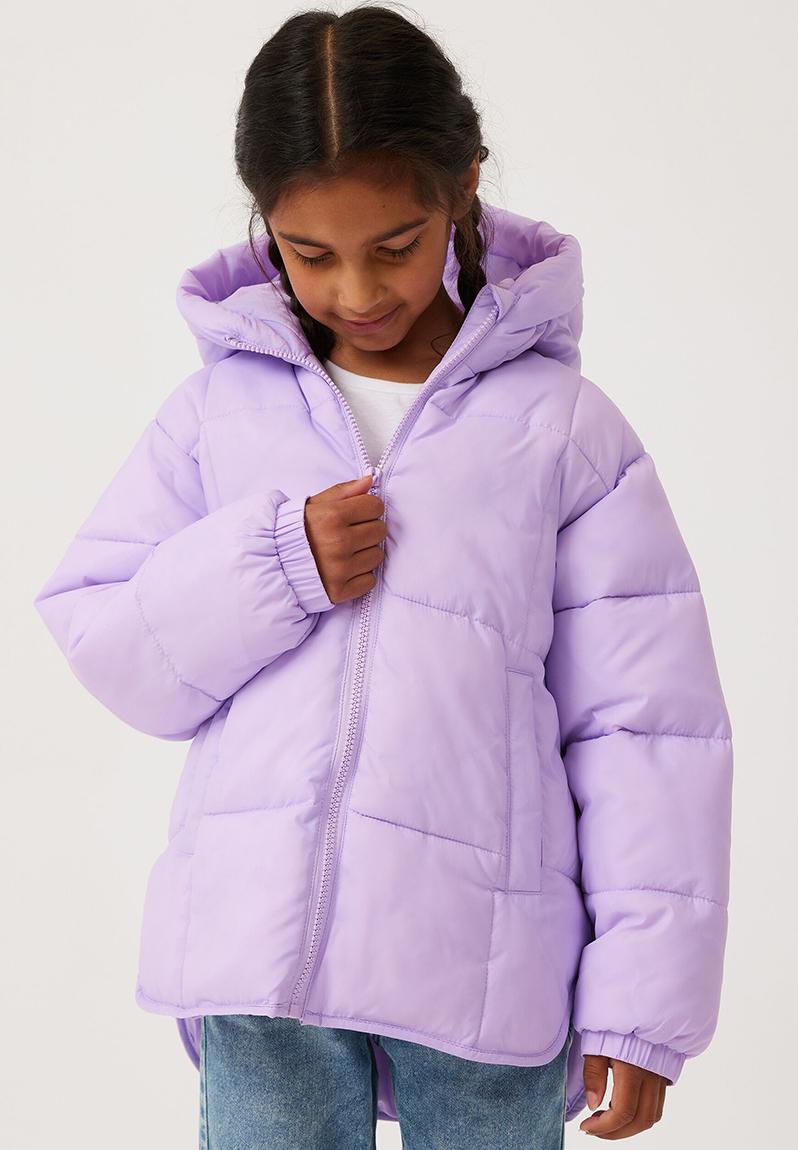 Unisex hooded puffer jacket - lilac drop