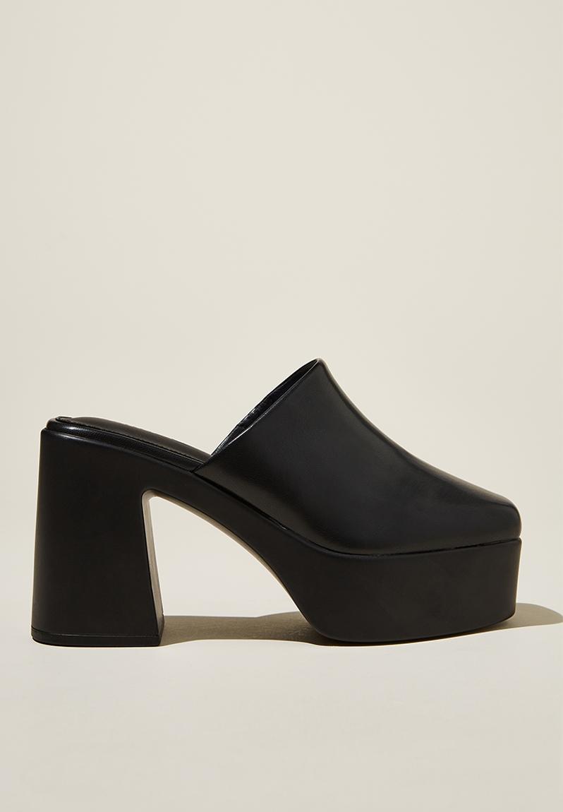 Hanna closed toe platform mule - black