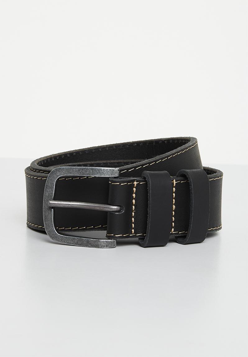 Jeep leather stitch belt - black