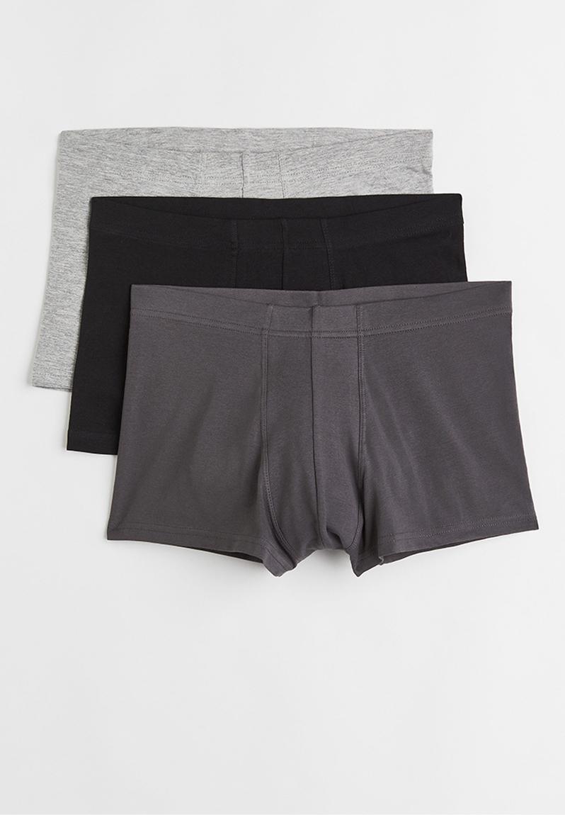 3-pack short cotton trunks - grey marl/dark grey - 0564309064