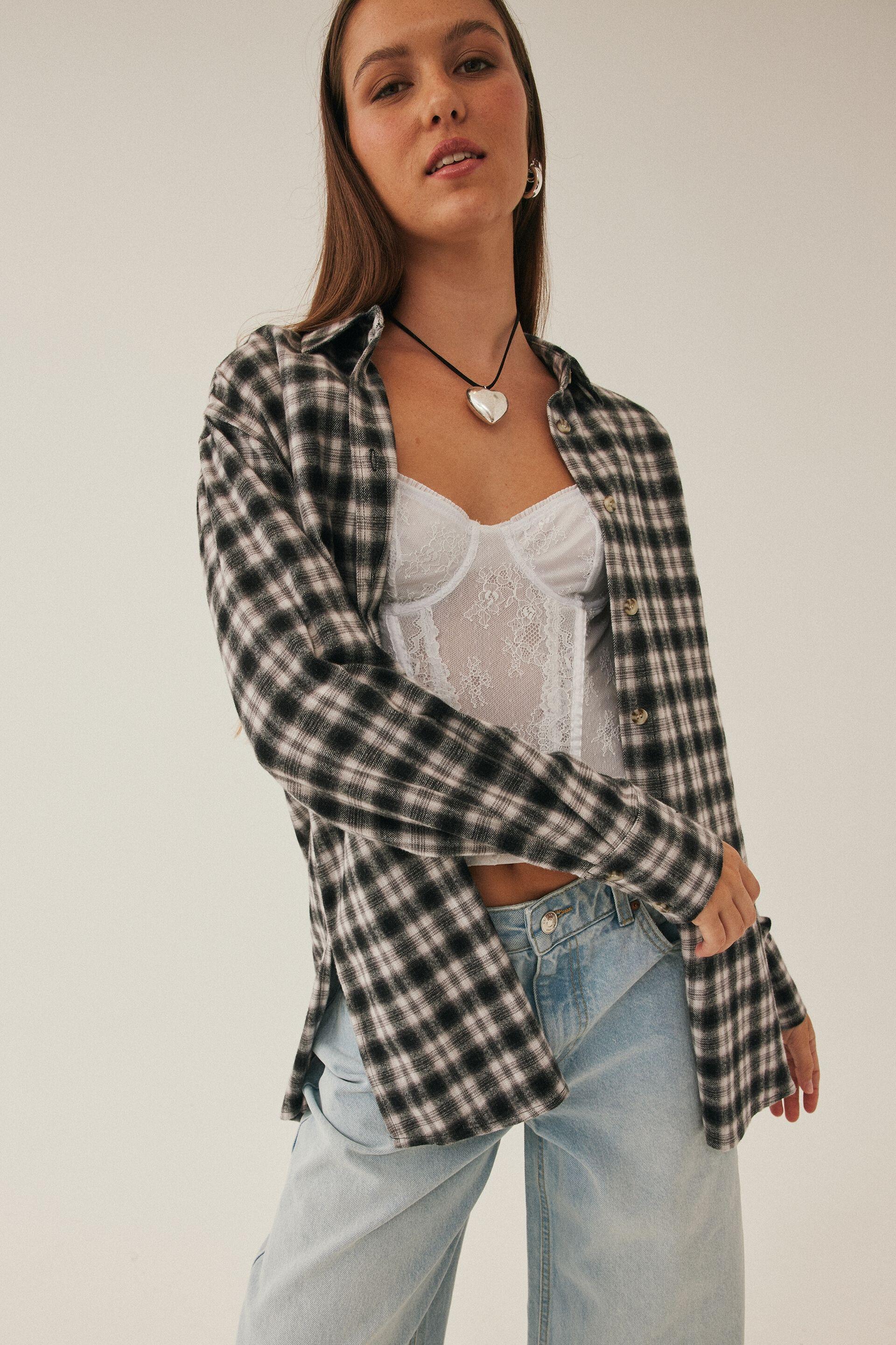 Amina oversized check shirt - mini check black