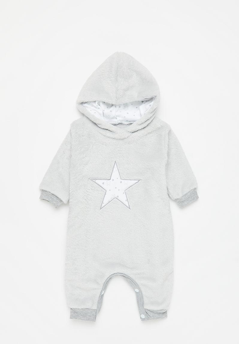 Fluffy star babygro - grey