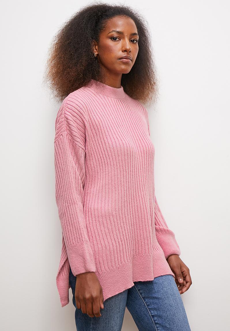 Longer length pullover - mid pink1