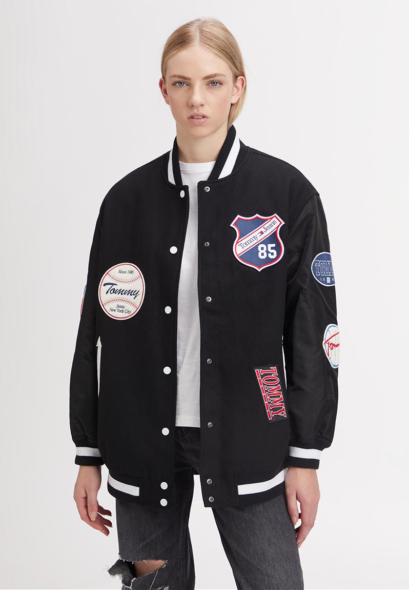 Oversized letterman jacket - black