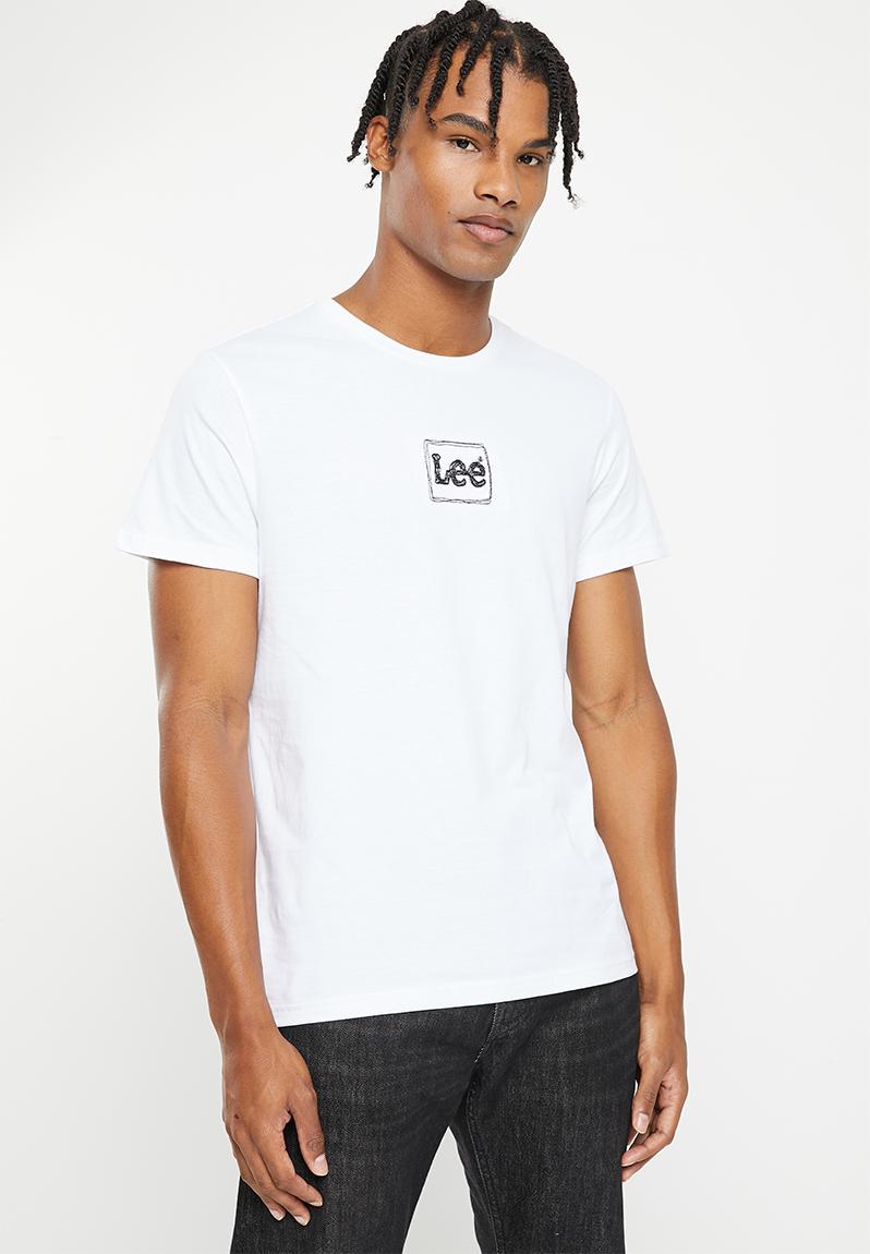 Emb centre chest T - white
