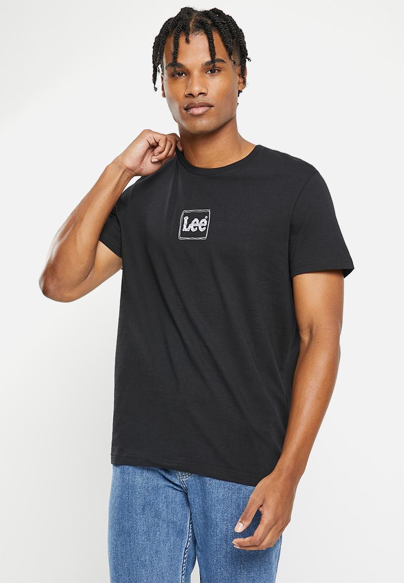 Emb centre chest T - black