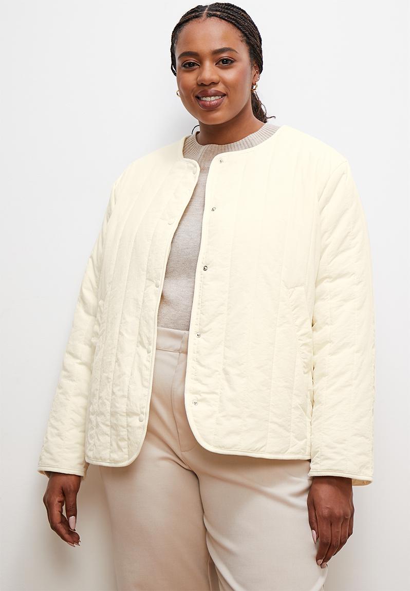Collarless puffer - ecru 1