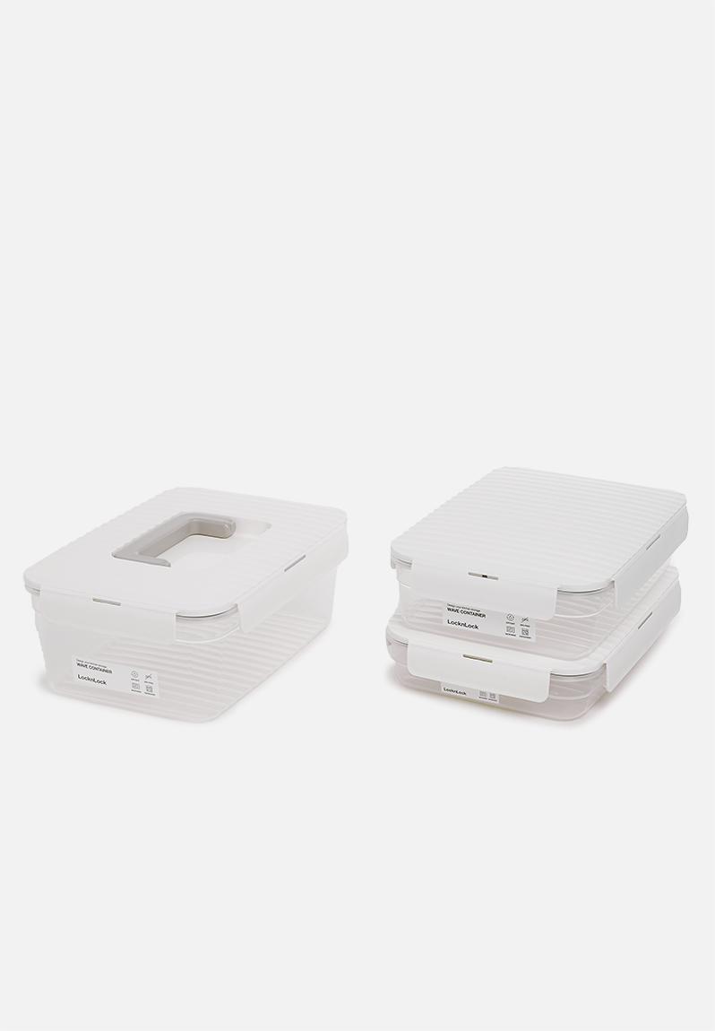 Wave container large set of 3 - white
