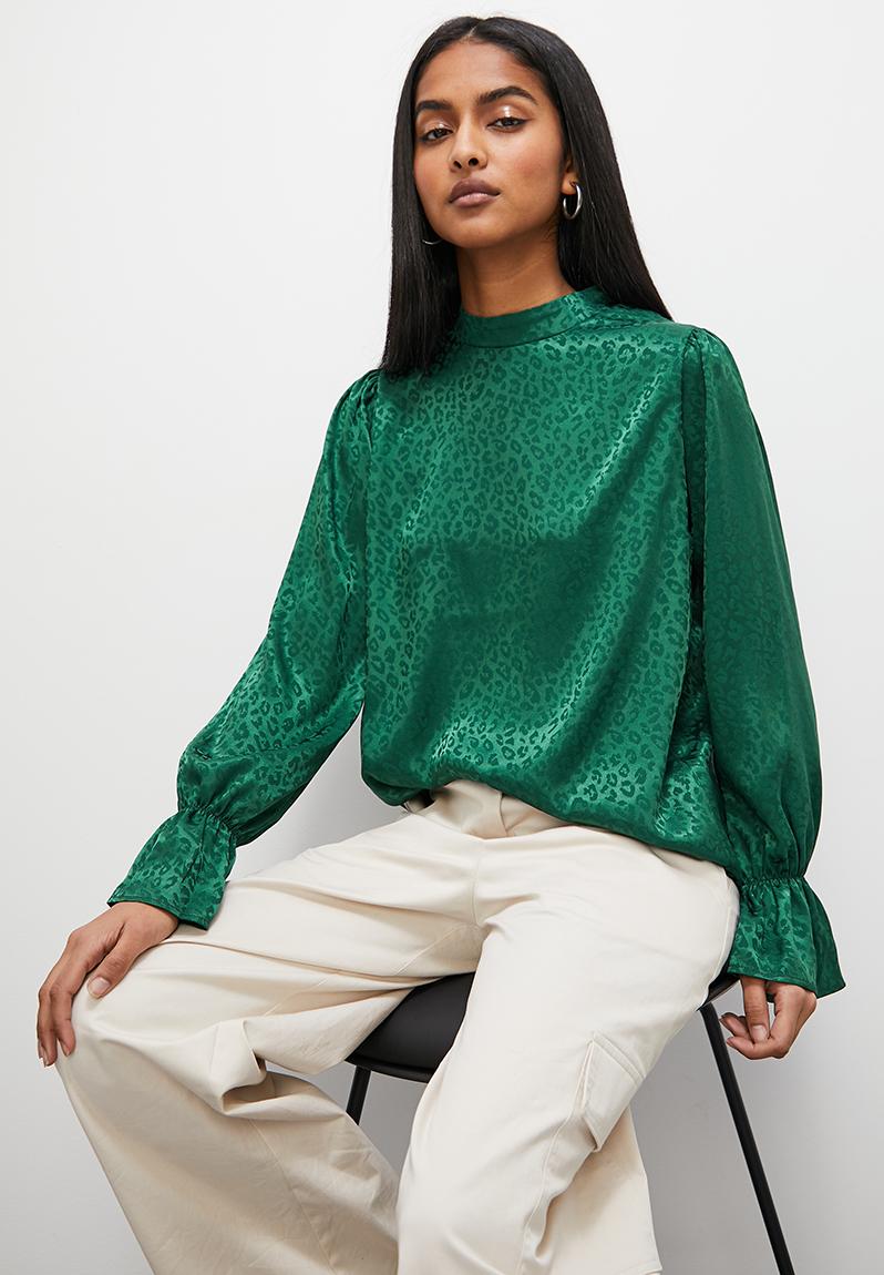 Jacquard high neck blouse- emerald Superbalist Blouses | Superbalist.com