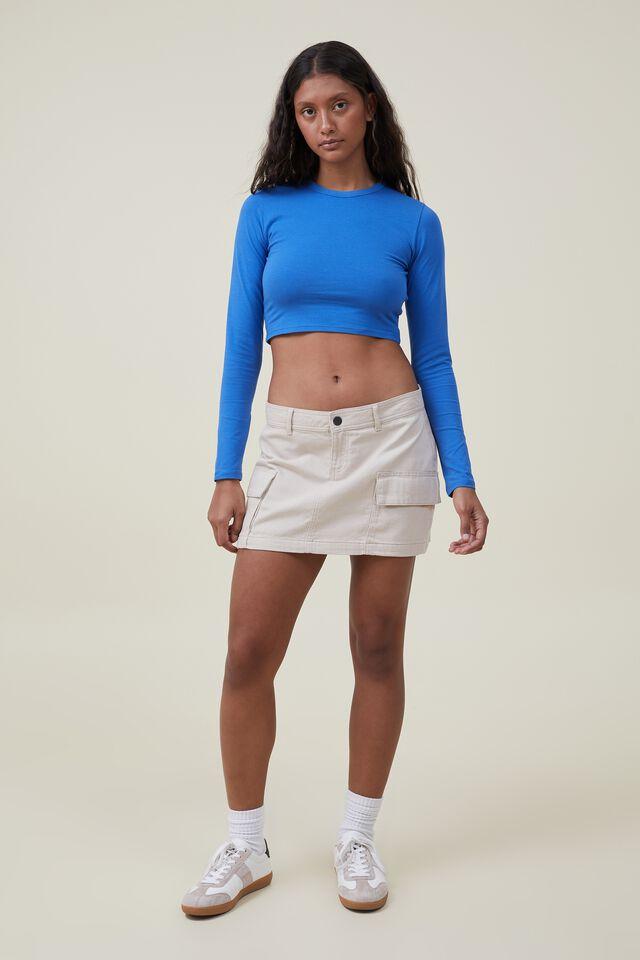 Micro crop long sleeve top - cobalt Cotton On T-Shirts, Vests & Camis ...