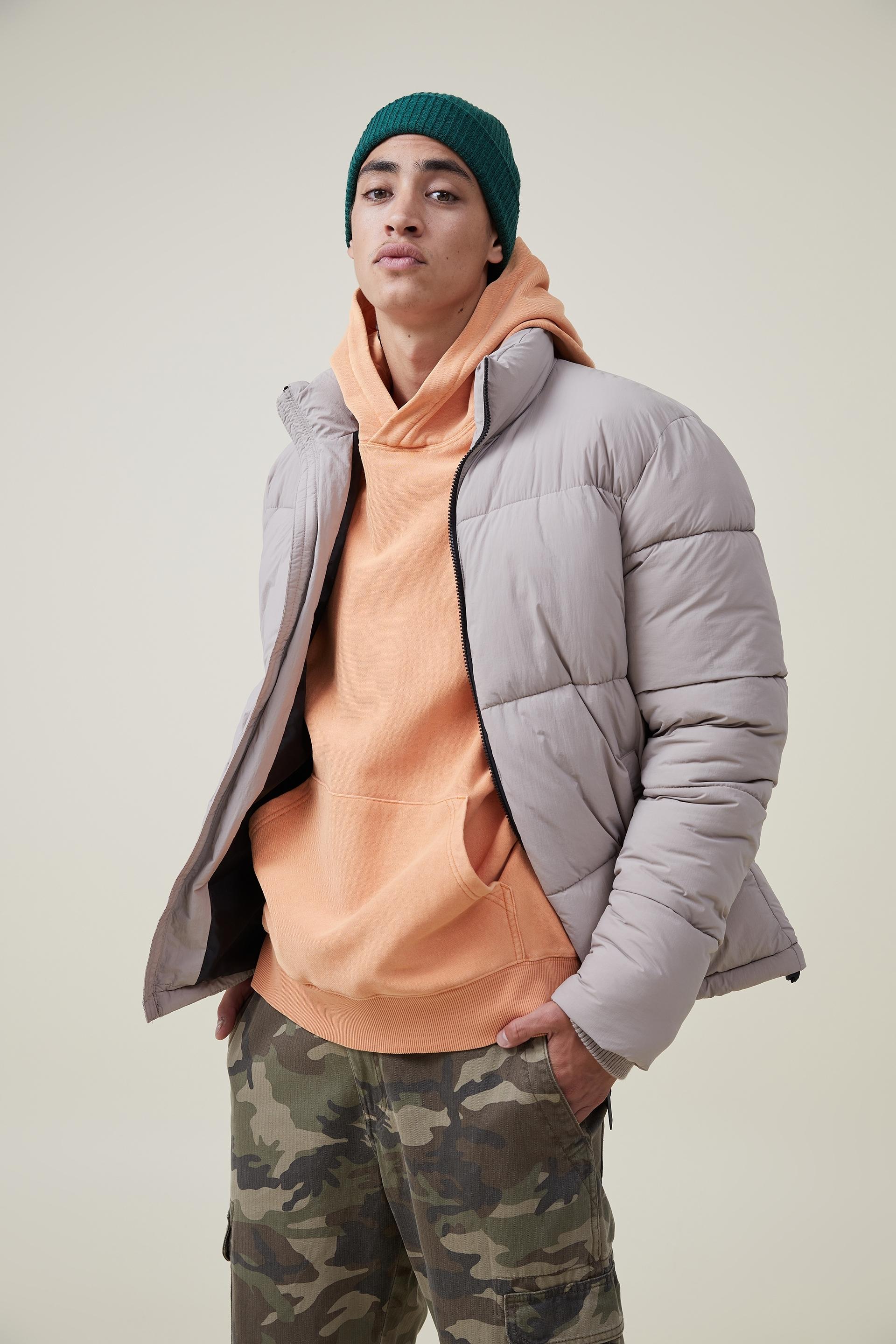 Recycled puffer jacket - stone