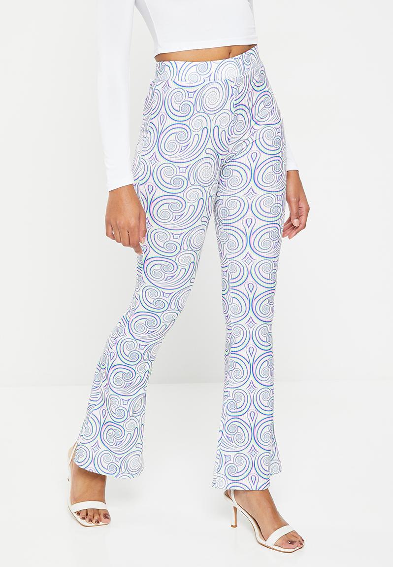 Digital swirl pants - white/blue