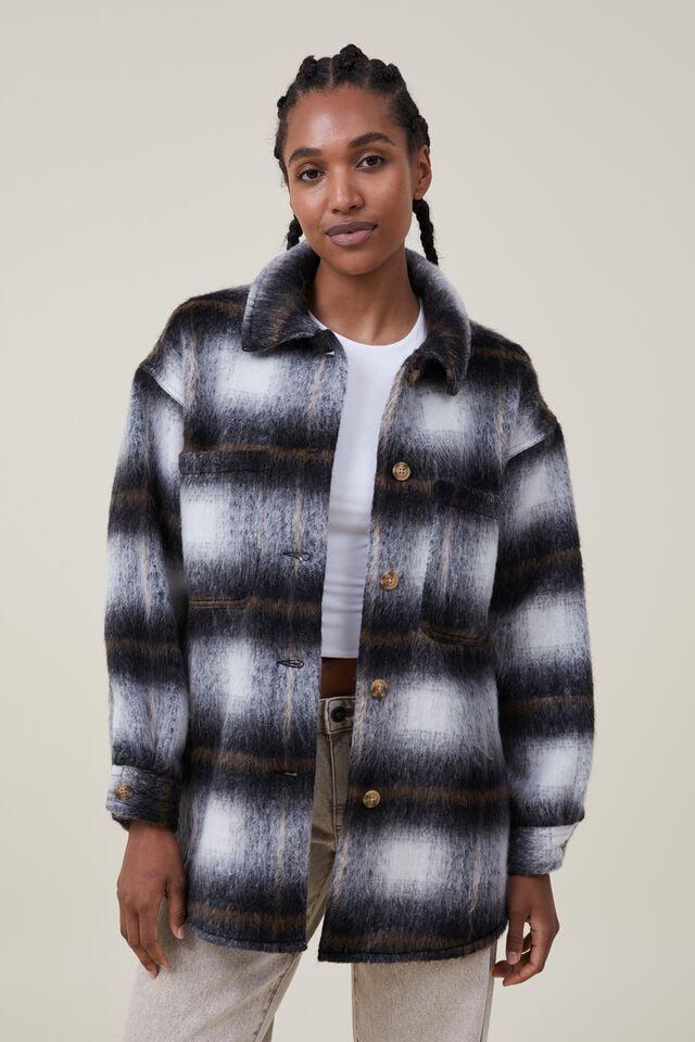 The boxy shacket - black/white check