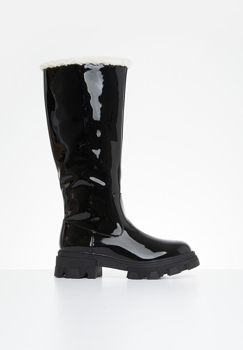 Ember knee length boot - black borg lining