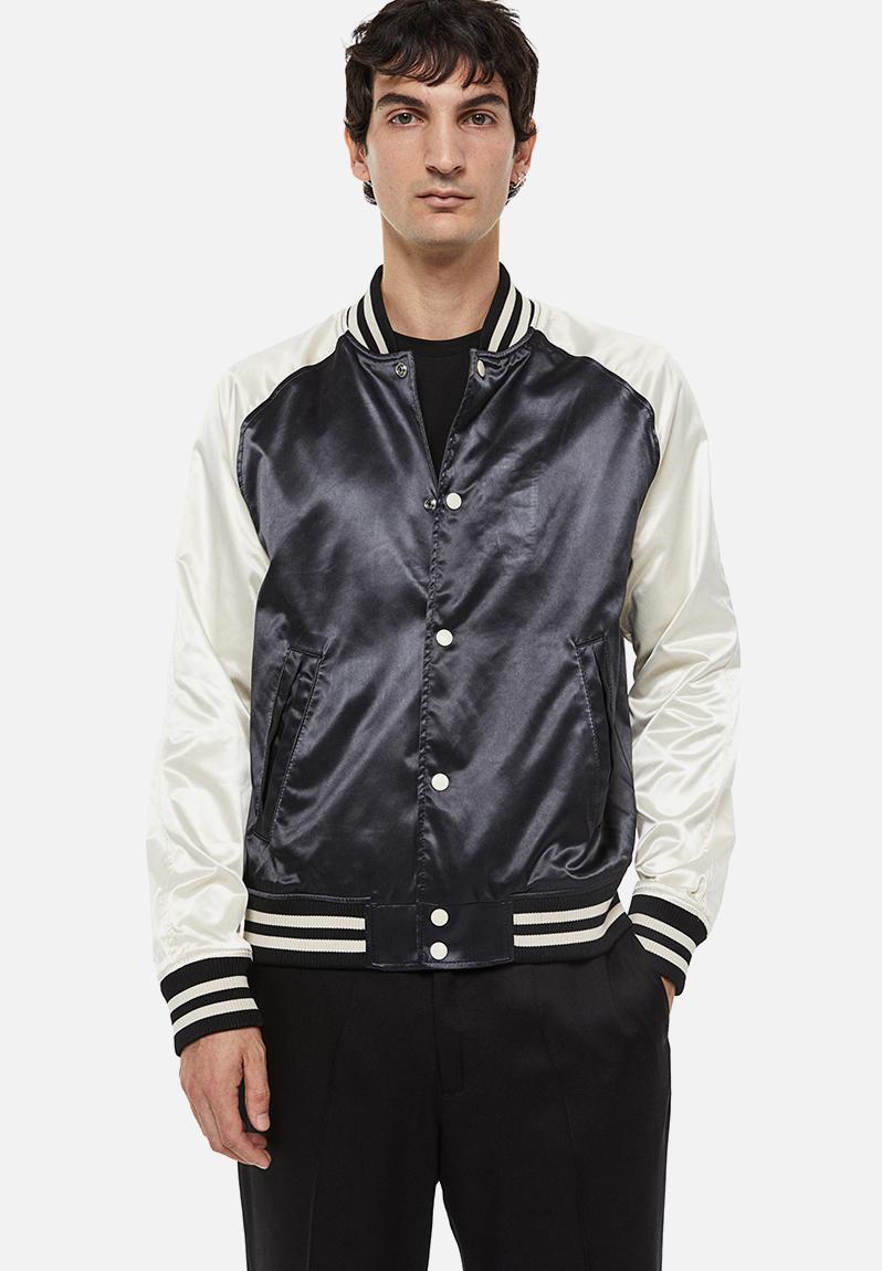 Satin baseball jacket - cream/black - 1121659001