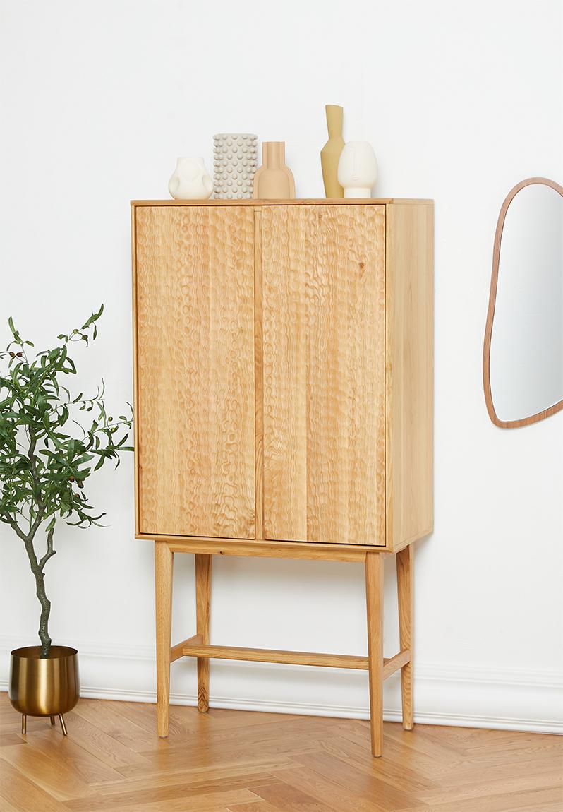 Abbon tall storage cabinet - textured oak