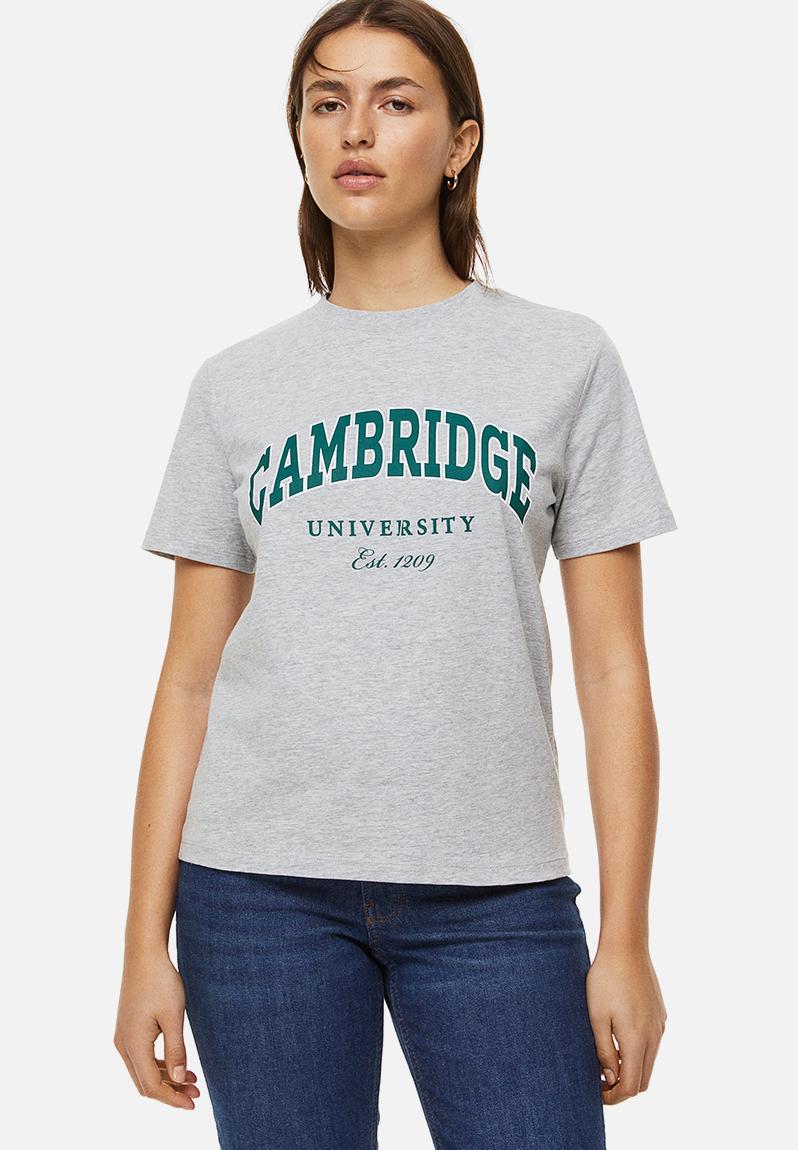 T-shirt with a motif - light grey marl/cambridge - 0762470303 H&M T ...