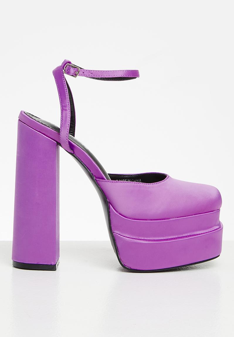 Moonchild closed toe statement platform heel - purple satin Public ...