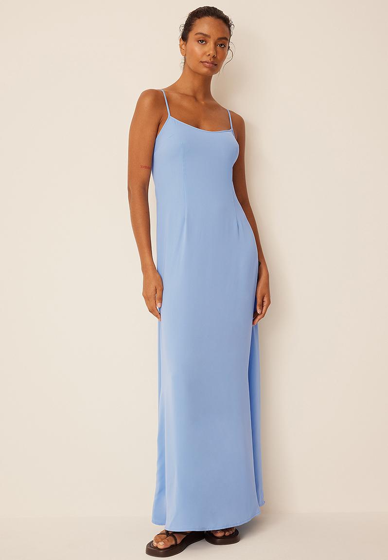 Cross back detail dress - light blue