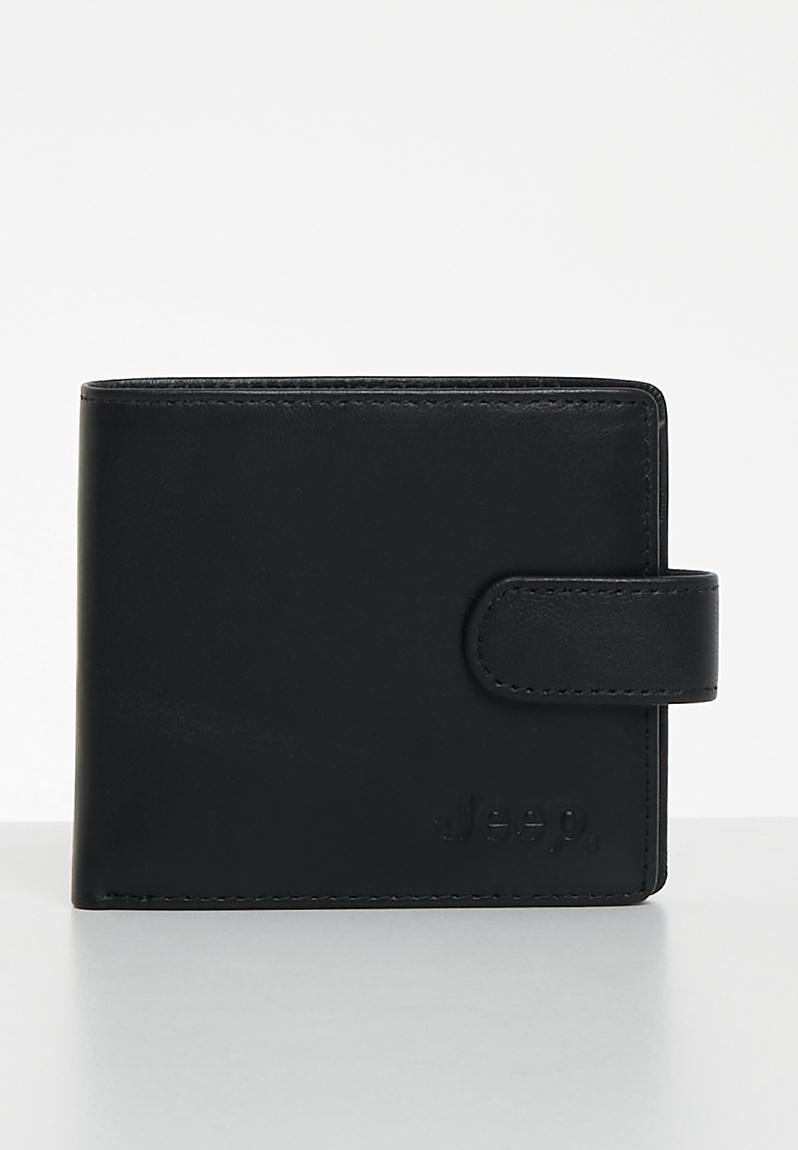 Jeep leather tab billfold wallet - black
