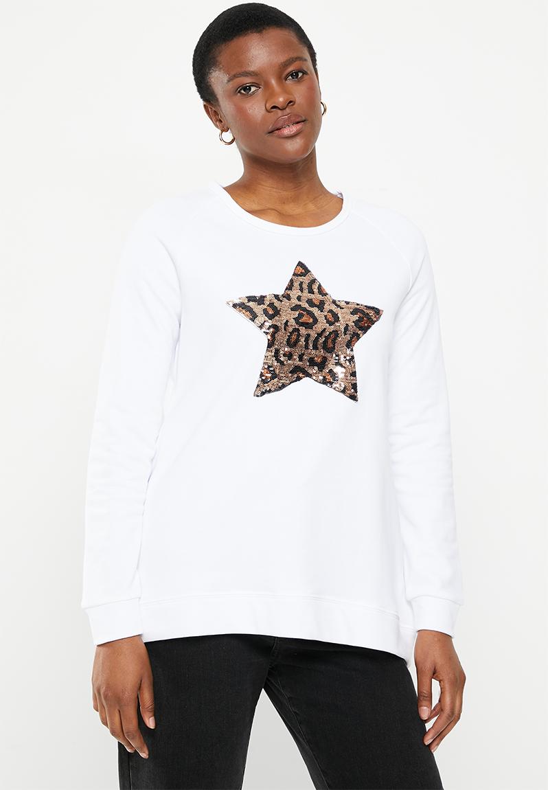 Squined star sweat top - white