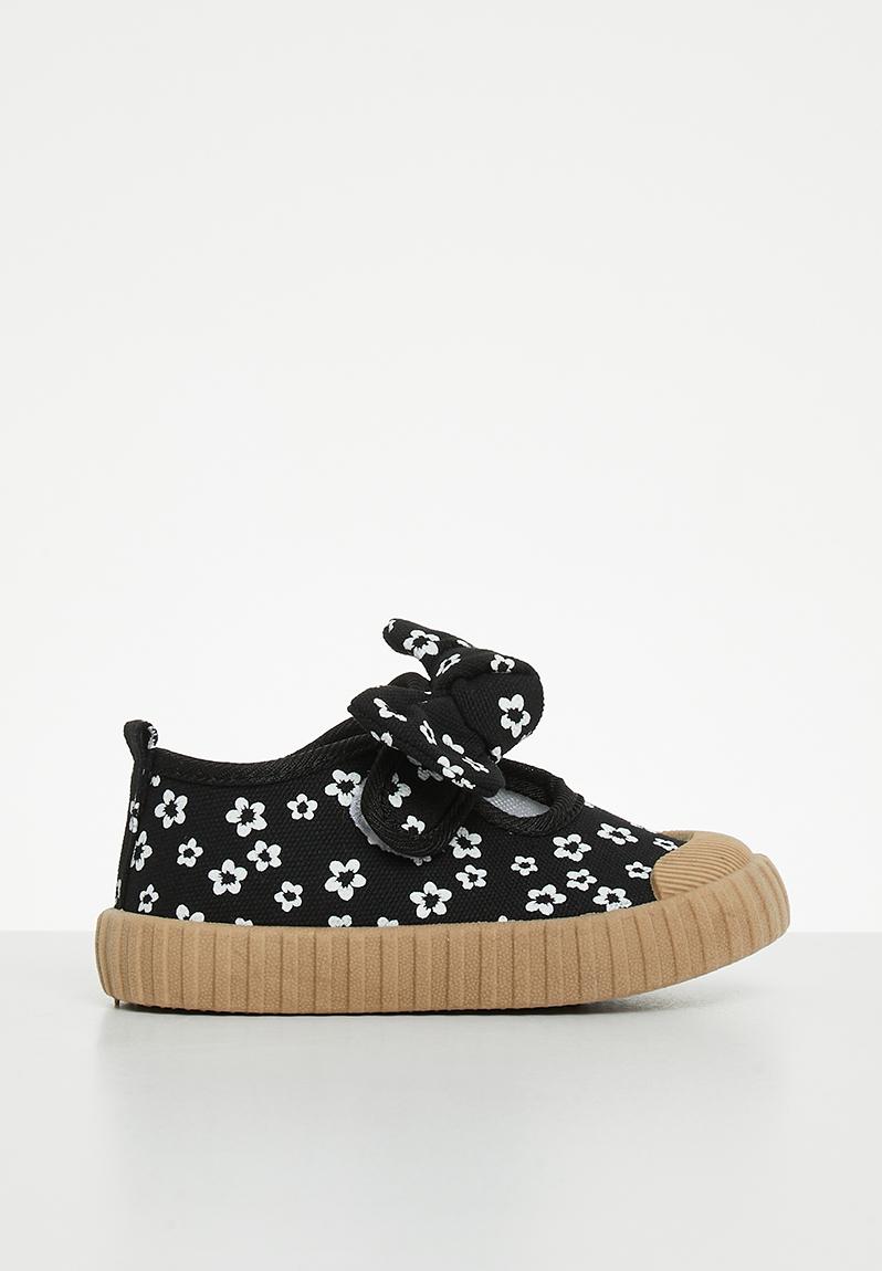 Girls bowknot velcro sneakers - black Pop Candy Shoes | Superbalist.com