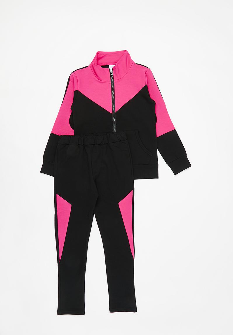 Girls tracksuit - black and pink