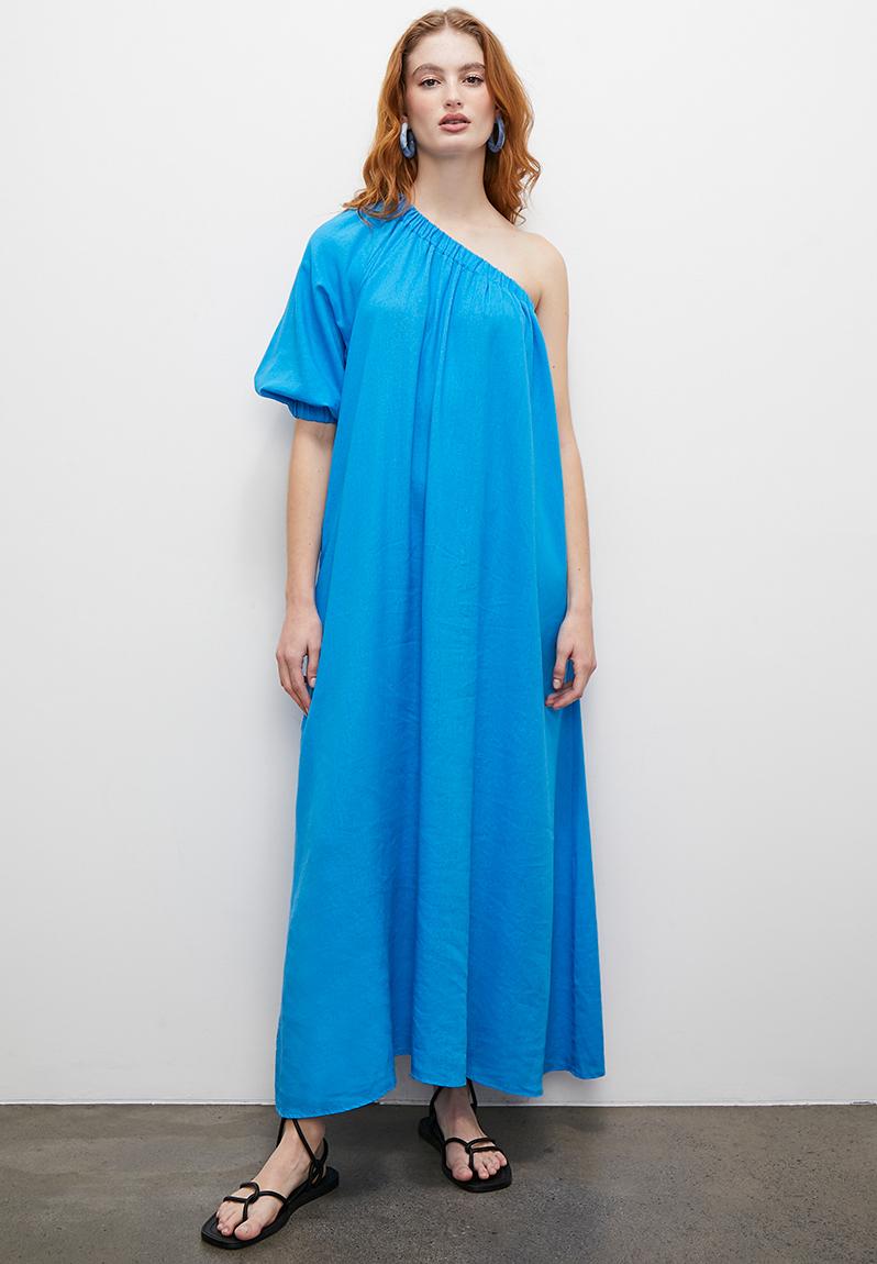 Asym shoulder trapeze maxi -blue