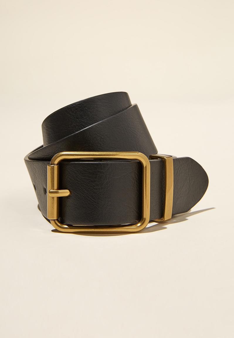 Chunky dad belt - black/antique gold