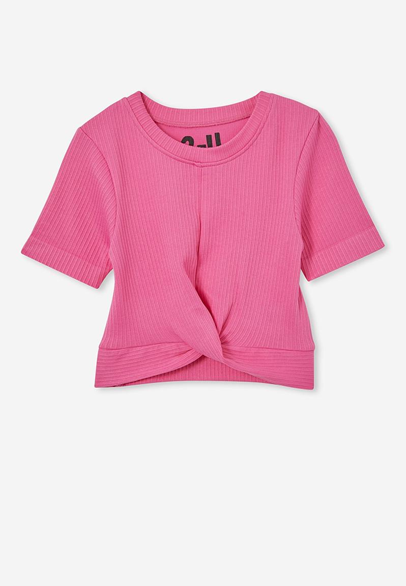 Madison short sleeve twist top - raspberry pink