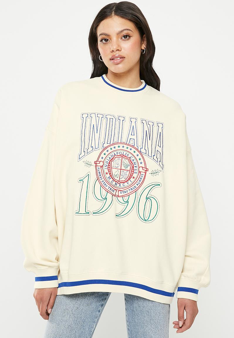 Slouchy premium graphic crew - crisp stone/indiana 1996 Factorie ...