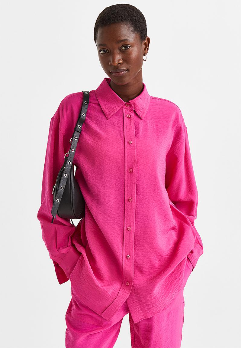 Crinkled shirt - cerise - 1121941001