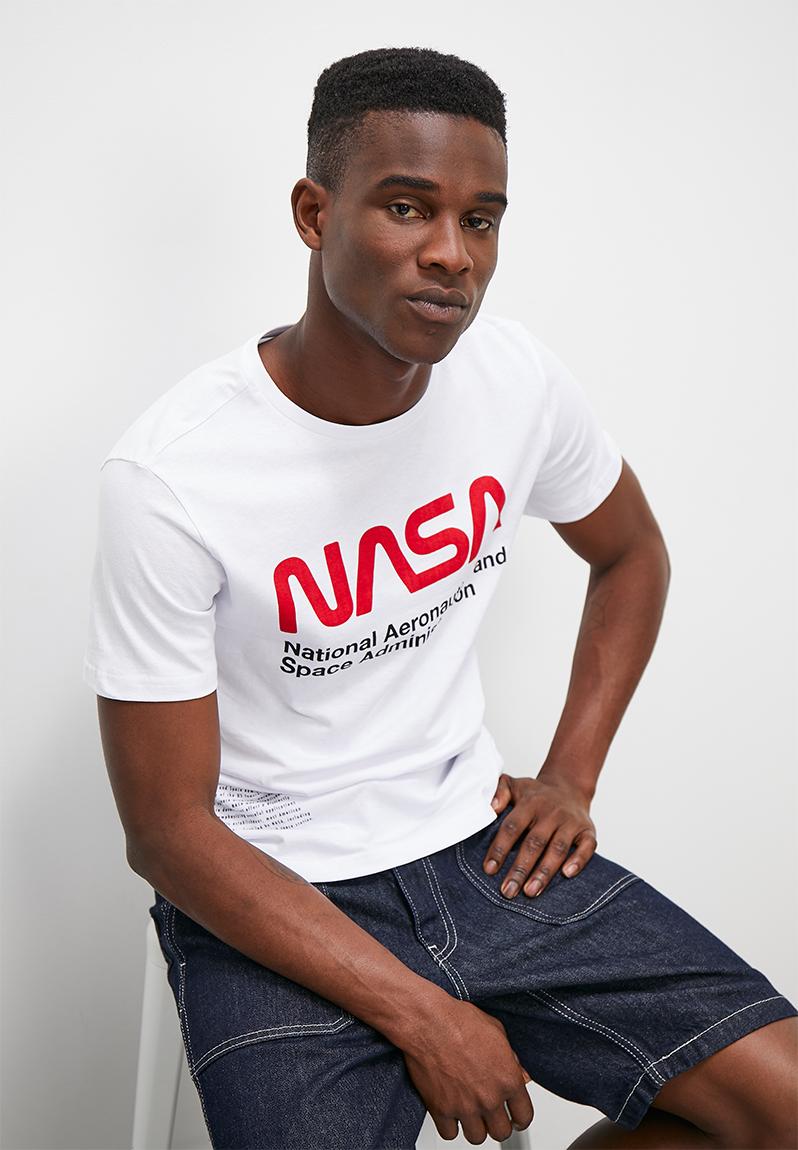 Nasa logo graphic crew neck tee - white