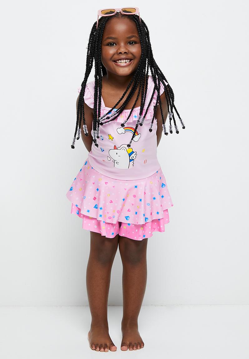 Girls one piece tiered swimsuit - pink POP CANDY Swimwear | Superbalist.com